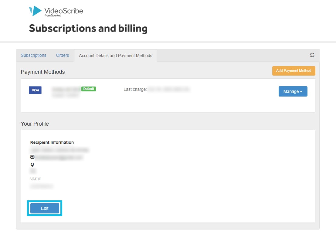 Changing your billing address or payment details